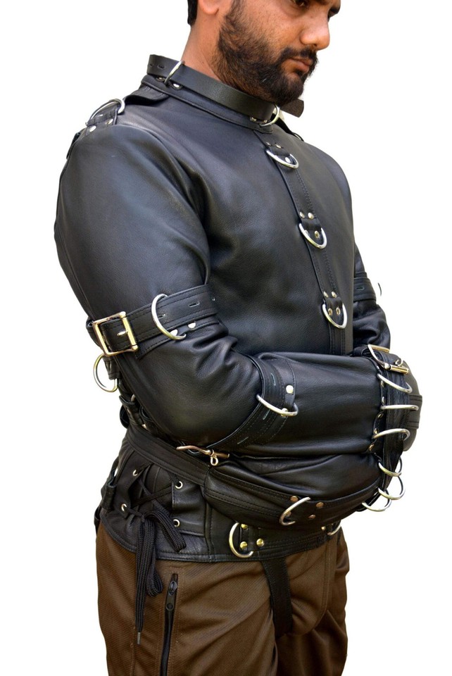 Men Leather Straitjacket Straight jacket with Locking Buckles Belts | eBay