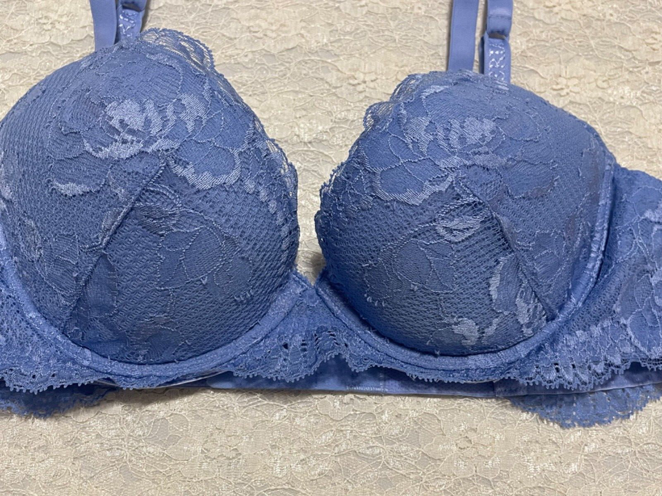 La Perla Begonia 38B Push Up Lace Bra Blue Removable Padding | eBay