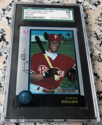 JIMMY ROLLINS 1998 Bowman Chrome Rookie Card RC SGC 10 GEM 98 Phillies ...