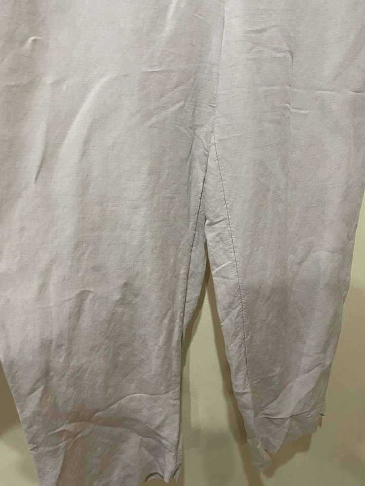 H&M Linen Blend Light Cream Beige Pants Sz L Wide Leg Very Comfy | eBay