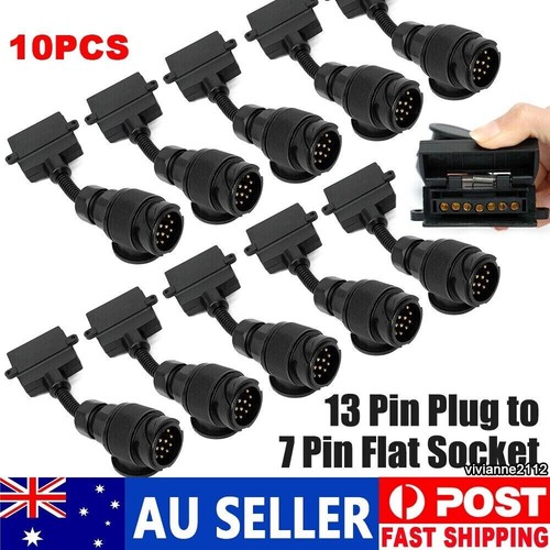 10X 13 Pin Round Plug 7 Pin Flat Plug Socket Trailer Adaptor Caravan ...