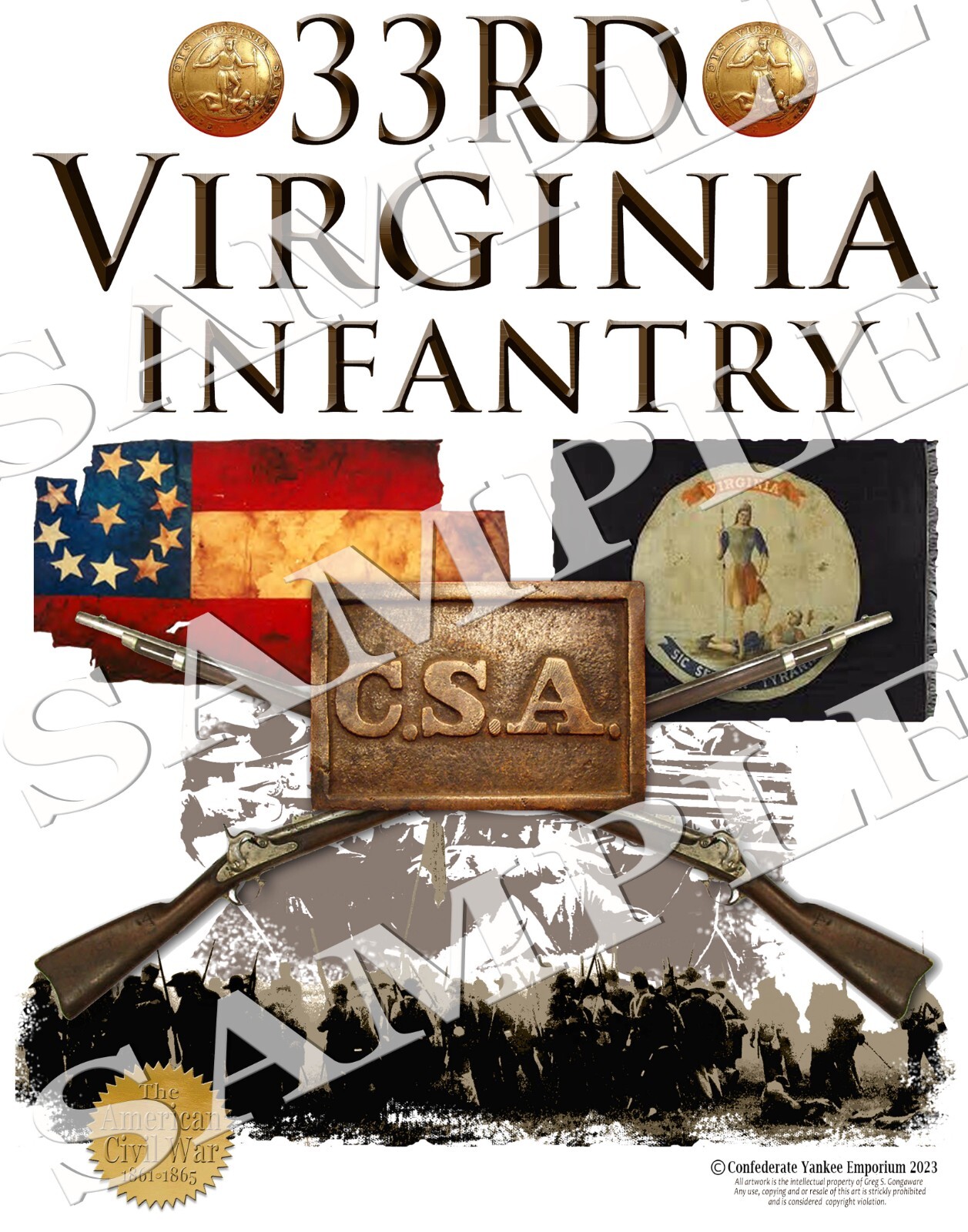 33rd Virginia Infantry C.S.A. Army American Civil War themed art print ...