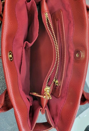 Authentic Bebe Womens Evie Red Faux Leather Handbag Purse | eBay