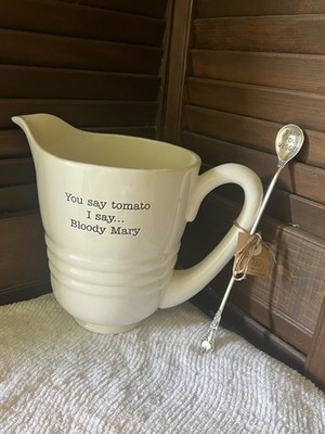 New Mud Pie Bloody Mary Ceramic Pitcher You Say Tomato I Say Bloody ...