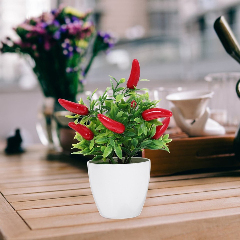 2 Pcs Pepper Tree Decor Artificial Plants Indoor Bonsai Style Small ...