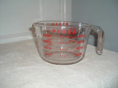 Vintage Glass PYREX 4 Cup 1 Qt LG Wide Measuring Cup 532 Red Print USA ...