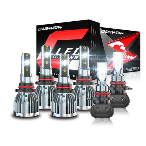 For 2006-2009 2010 Jeep Commander 6X LED Headlights Hi/Lo Fog Lights ...