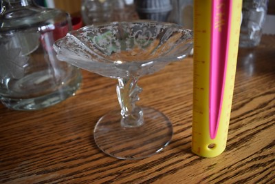 Vintage Cambridge Glass Company Elegant etched Compote Detailed Stem | eBay