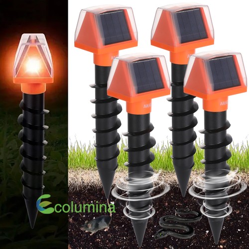 2/4xUpgraded Solar Ultrasonic Mice Gopher Mole Pest Snake Repellent ...