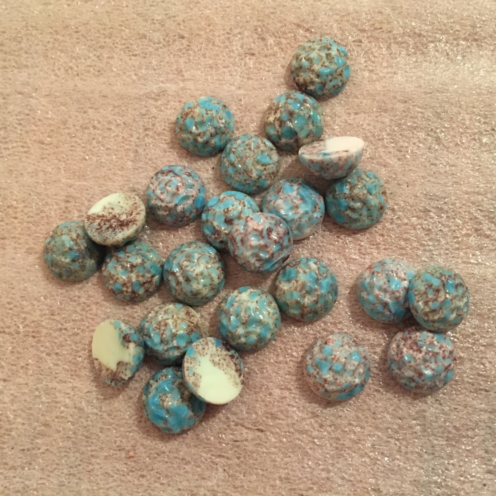 JM21 11mm turquoise matrix raised bumpy design top glass jewels, FB (24 ...