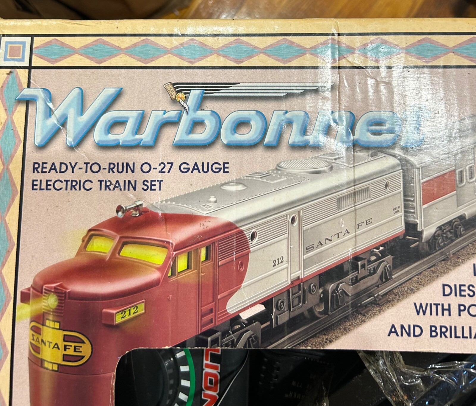 VINTAGE LIONEL TRAIN SET WARBONNET 0-27 GAUGE TRAIN & 3 PASSENGER CARS ...
