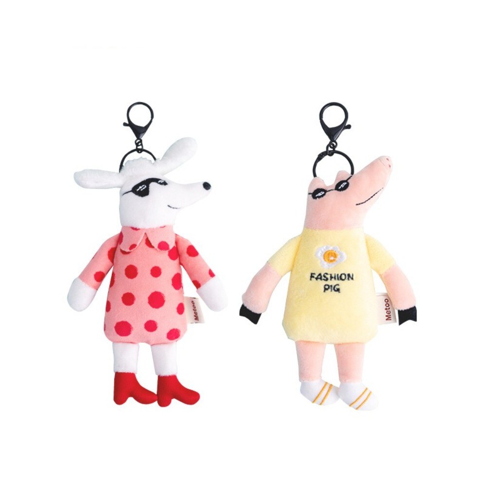 Stuffed Animal Plush Doll Keychains with Fashion Cloths Key Rings Key ...