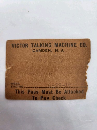 Antique Ephemera from 1916 Victor Talking Machine Employee Pass ID | eBay