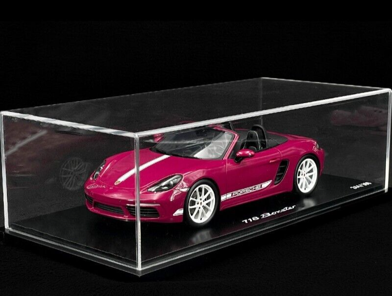 Porsche 718 Boxster Rubystone Red w/ Display Case 1/18 Spark Dealer ...