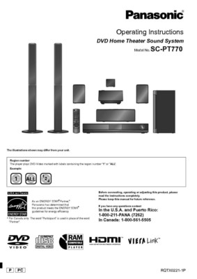 Panasonic SA-PT770 Home Theater System Owners Instruction Manual | eBay