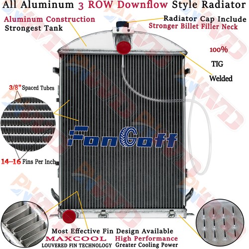 3 Rows Aluminum Radiator fit 1930 1931 Ford Model AA Double A Heavy ...
