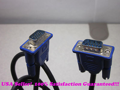 6 FT HD15 Male to Male VGA Blue Connector TV Monitor Cable for PC or ...