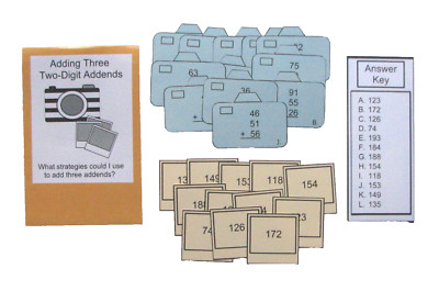 Teacher Made Math Learning Center Resource Game Adding Three Two-Digit ...