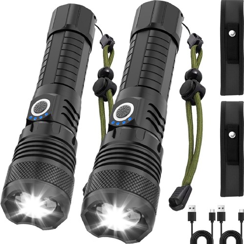 LED Flashlights 2 Pack High Powered 10000 Lumens Super Bright Tactical ...