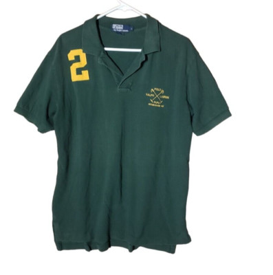 Vintage Polo Ralph Lauren Shirt Mens Large Green Dark Number 2 Short ...