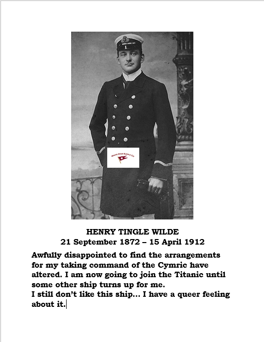 RMS TITANIC CHEIF OFFICER HENRY TINGLE WILDE TRIBUTE PIECE W QUOTE | eBay