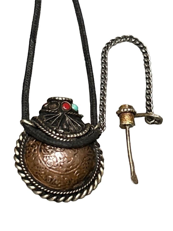 Vintage Bohemian Thailand Necklace Charm Snuff Perfume Poison Bottle ...