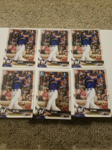 2018 Bowman Draft Joe Gray 6 card lot 1st Card Brewers BDC-76 BD-76 | eBay