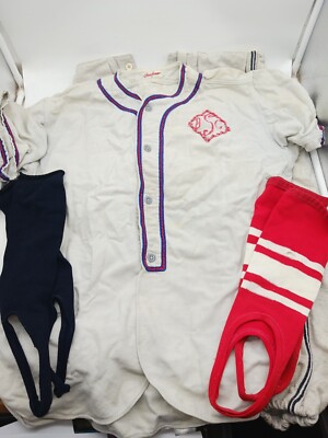 Vintage 30 40s Wool Antique Rawlings 38 Baseball Uniform Jersey & Pant ...