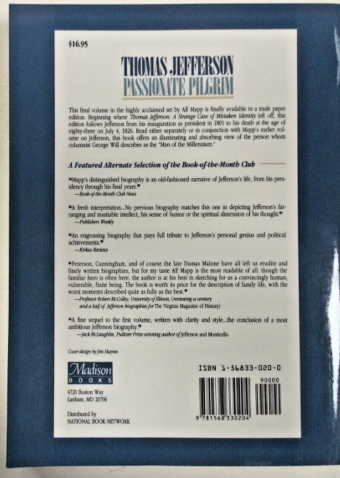 Thomas Jefferson: Passionate Pilgrim by Mapp, Alf Jr. BRAND NEW ...