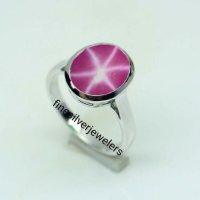 Oval Ruby Star Ring for Men Lindy Star Ring 925 Sterling Silver Pink Star Ring | eBay