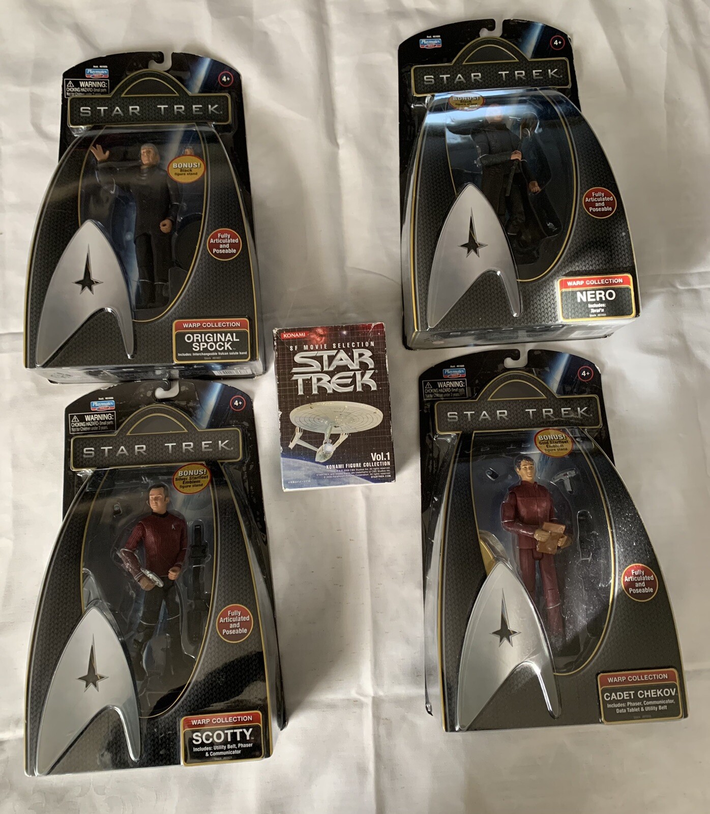 4 playmates Star Trek Warp Colection Figures Scotty-Nero-Spock-Cadet ...