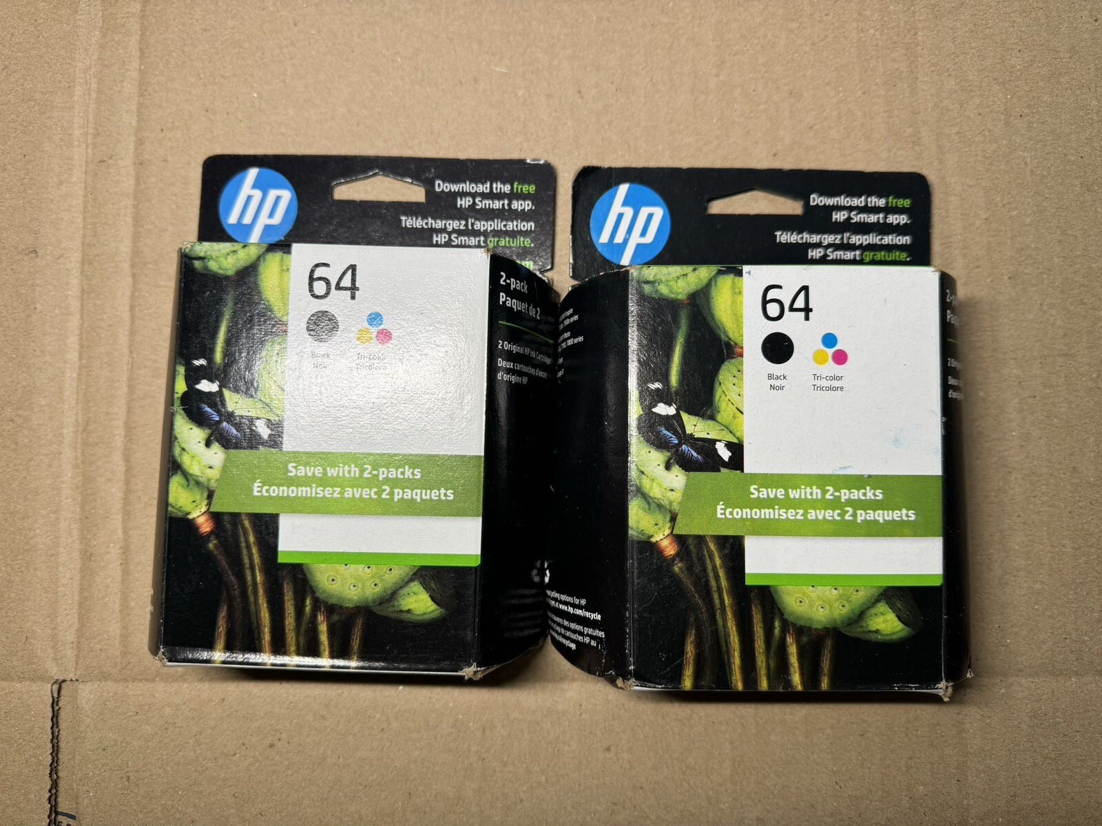 2 x HP 64 Ink Cartridge 2 Pack Black & Tri-Color NEW FREE SHIPPING 2023 ...