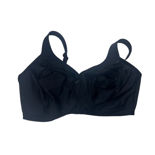 Glamorise Bra Wireless Comfort Lace Detail Full Coverage Black Plus ...