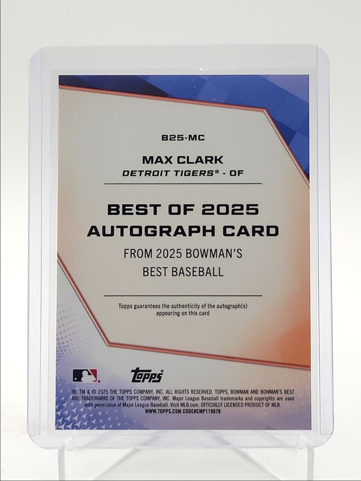 MAX CLARK 2025 BOWMAN'S BEST AUTOGRAPH TIGERS C AUTO Q4736 | eBay