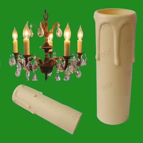8x Ivory Drip Candle Sleeve Wax Effect Chandelier Light Bulb Cover 90mm ...