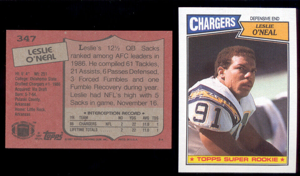 1987 Topps LESLIE O'NEAL San Diego Chargers Rookie Card | eBay