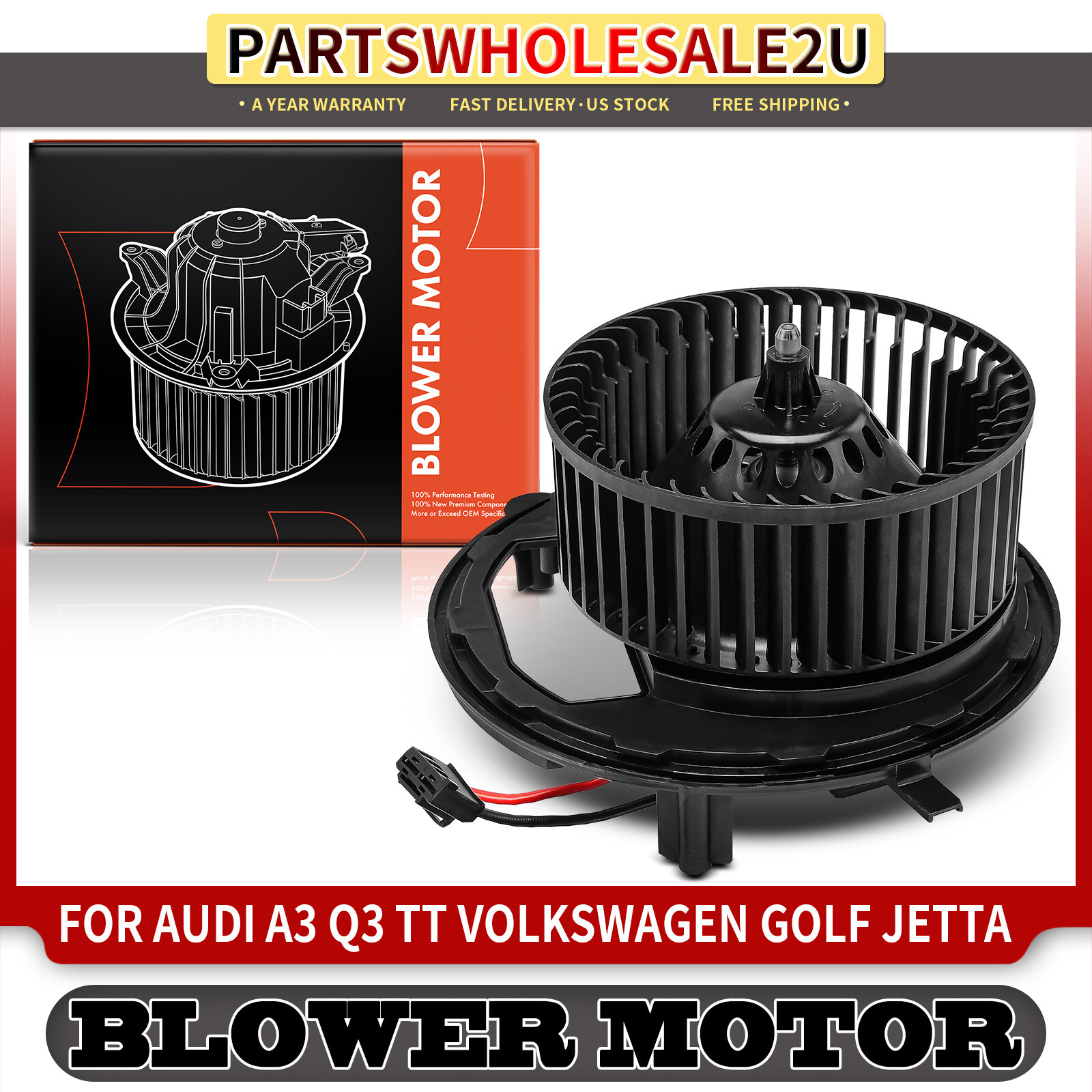 HVAC Blower Motor w/ Fan Cage for Audi A3 TT S3 Volkswagen Golf Tiguan ...