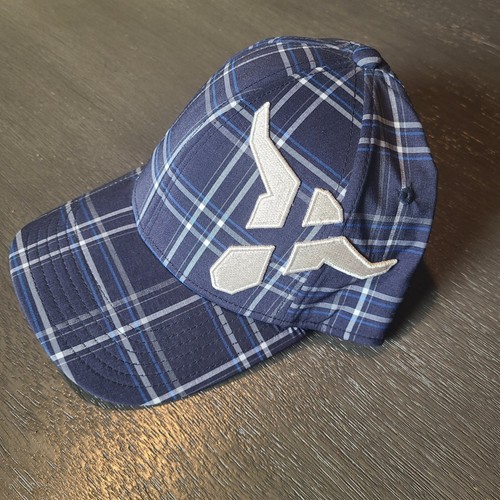 Men's Wrangler 20X Embroidered Patch Logo Cap Hat Plaid Blue Flex ...