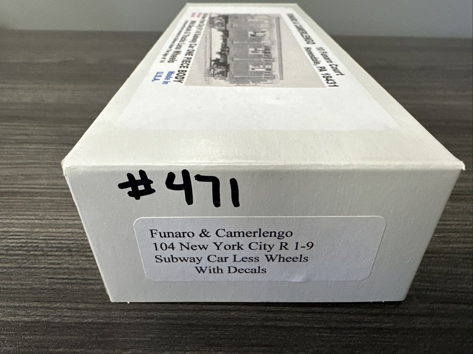 Funaro & Camerlengo HO Kit #104 New York City R 1-9 Subway Car Less ...