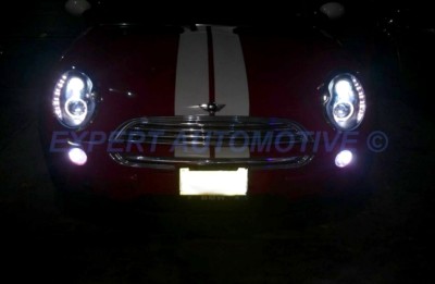 FARI MINI COOPER R50 R52 R53 LED DIURNI+ANGEL EYES A LED DAL 01 AL 06 ...