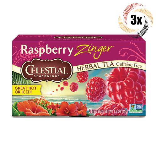 3x Boxes Celestial Seasonings Raspberry Zinger Herbal Tea | 20 Bags ...