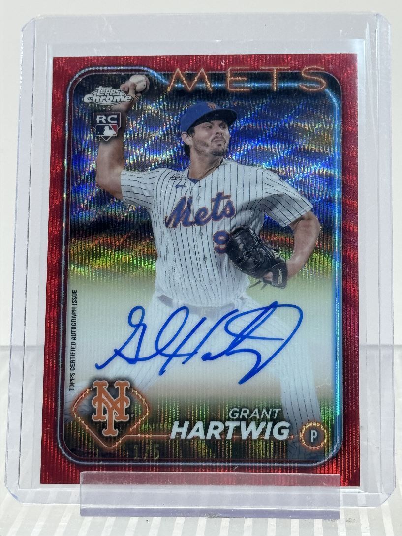 GRANT HARTWIG 2024 TOPPS CHROME ROOKIE AUTOGRAPH RED WAVE RC AUTO 1/5 ...