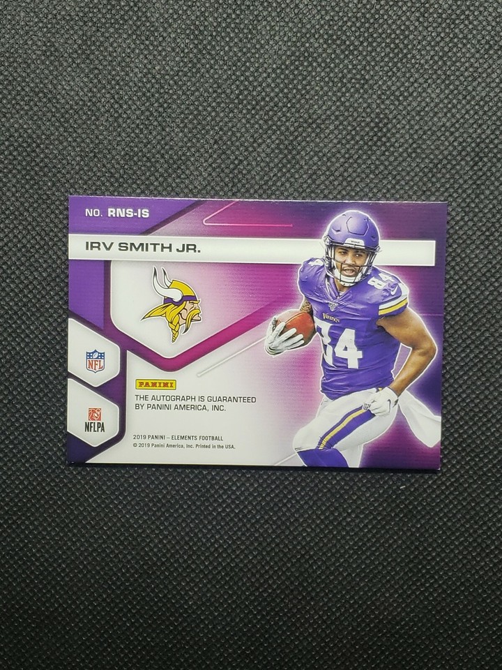 2019 Elements Irv Smith Jr. Rookie Neon Signs purple Auto RC #15 ...