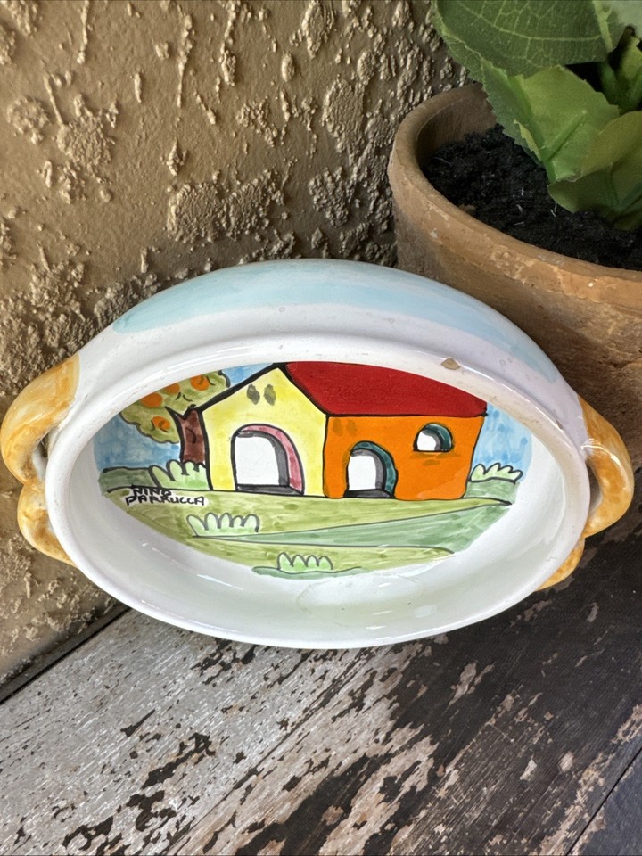 Nino Parrucca SIGNED Houses Shallow Dish Hand Made In Italy #193 ...