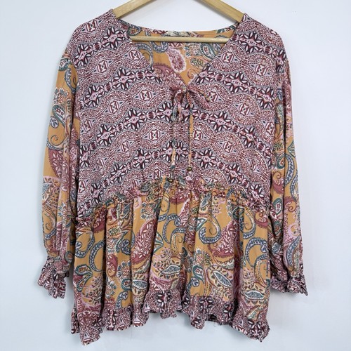 Romantic Gypsy Tunic Top Womens Size 3X Paisley Ruffle Trim Boho Hippie ...