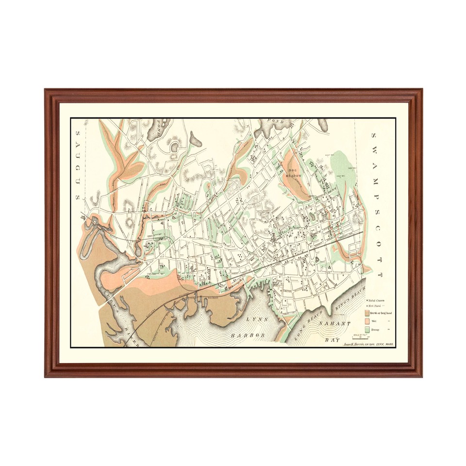 Old Map of Lynn, MA 1876 - Vintage Lynn Massachusetts Art | eBay