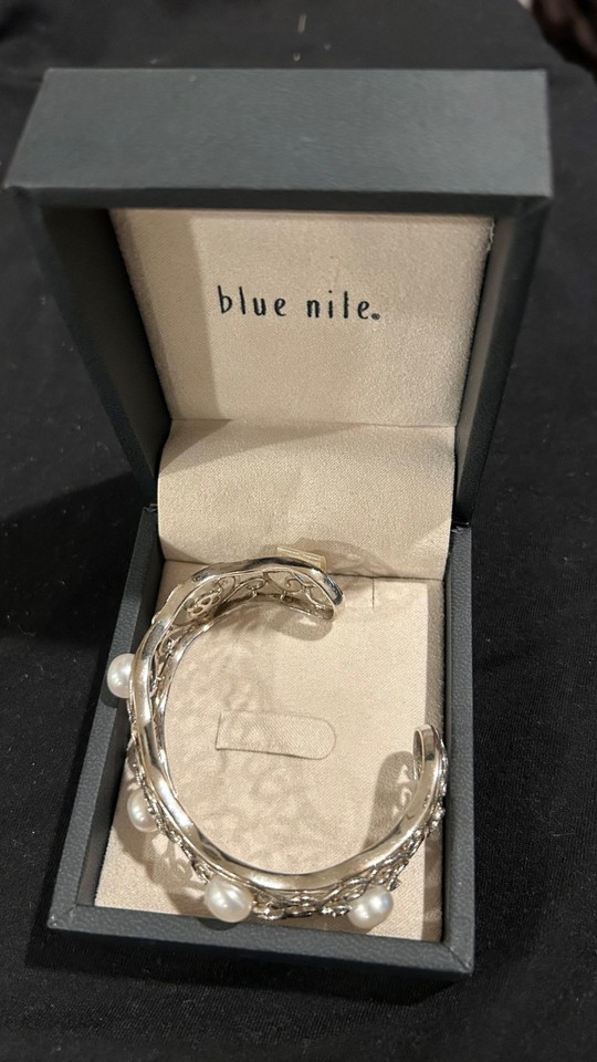 Blue Nile Cultured Pearl Cuff Bracelet Sterling Silver 8.5 -9mm with ...