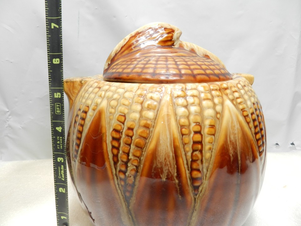 Terrace Ceramics Corn Cob Brown Drip Maize-Ware Cookie Jar Canister ...