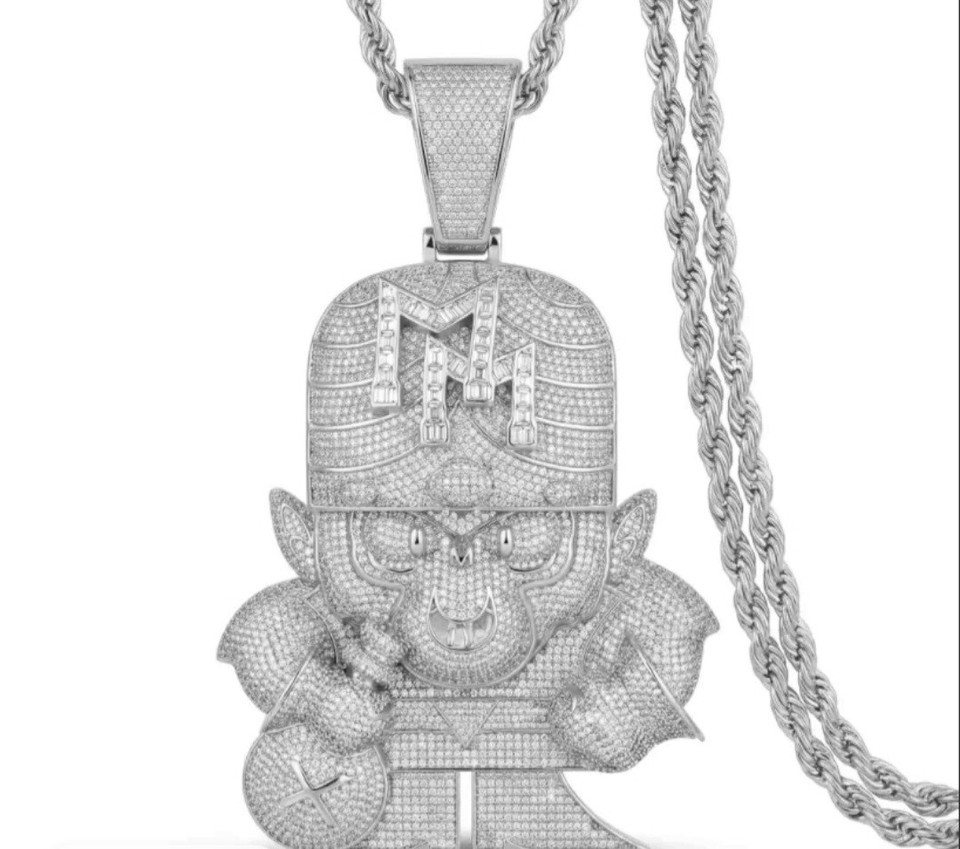 925 Silver Iced Out Moissanite Monkey Pendant Customizable Chain Forged ...