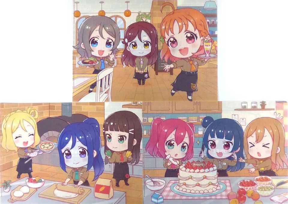 Clear File Aqours Cafe Deformed A4 Clear File Set of 3 "SEGA ...